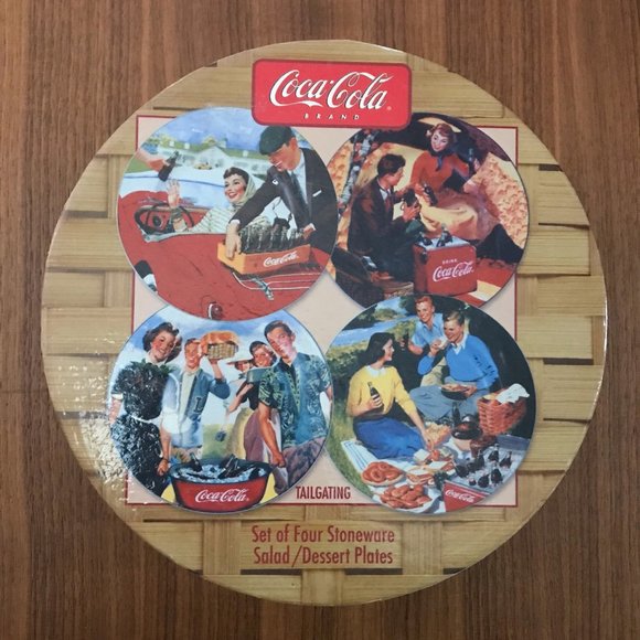 Dining | Coca Cola Tailgating Set Of 4 Four Sakura Stoneware Salad ...
